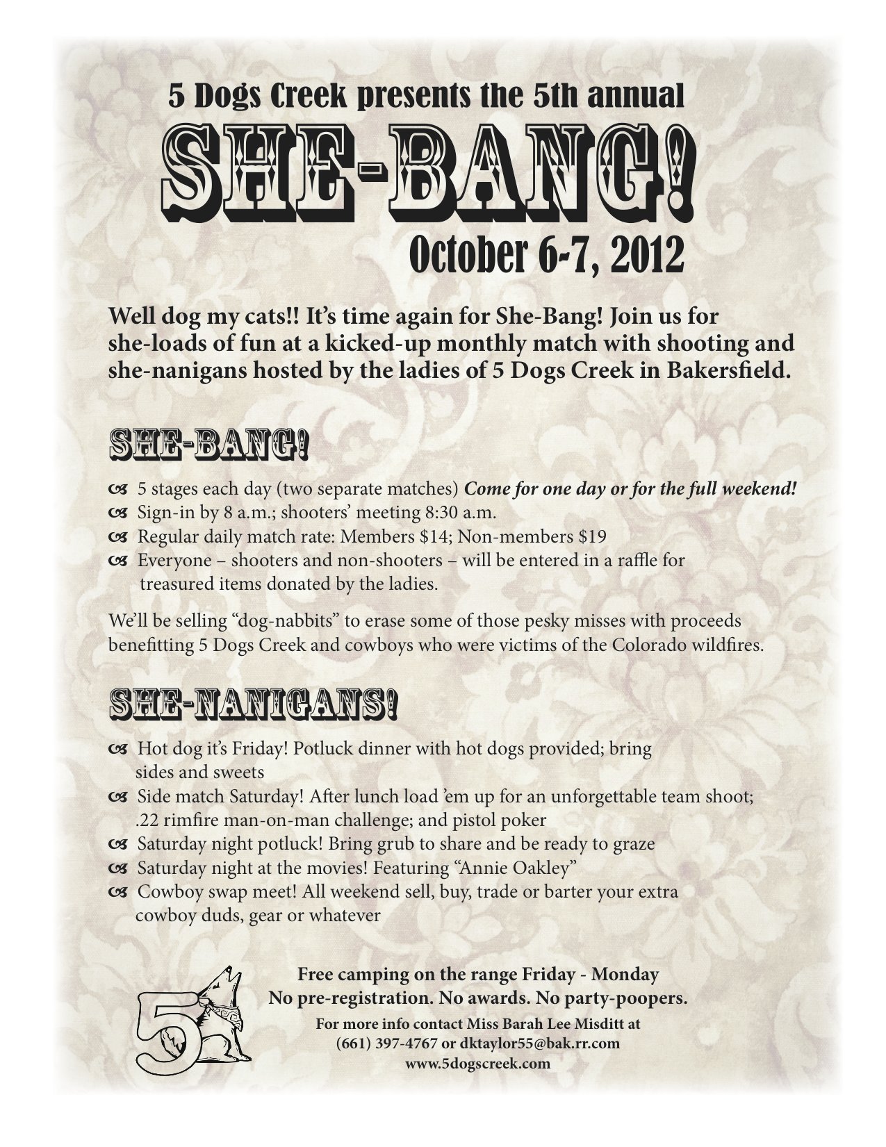 SHE-BANG Oct 6-7 2012 | 5 Dogs Creek